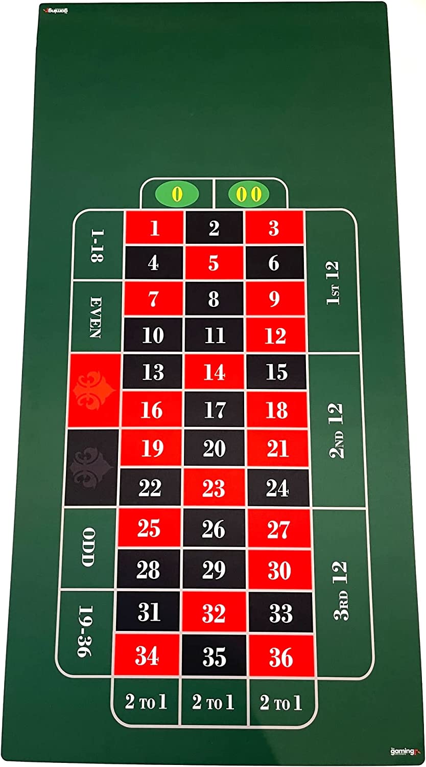 GMC Deluxe Roulette Table Top Mat 900mm x 1800mm x 3mm Roulette Table ...